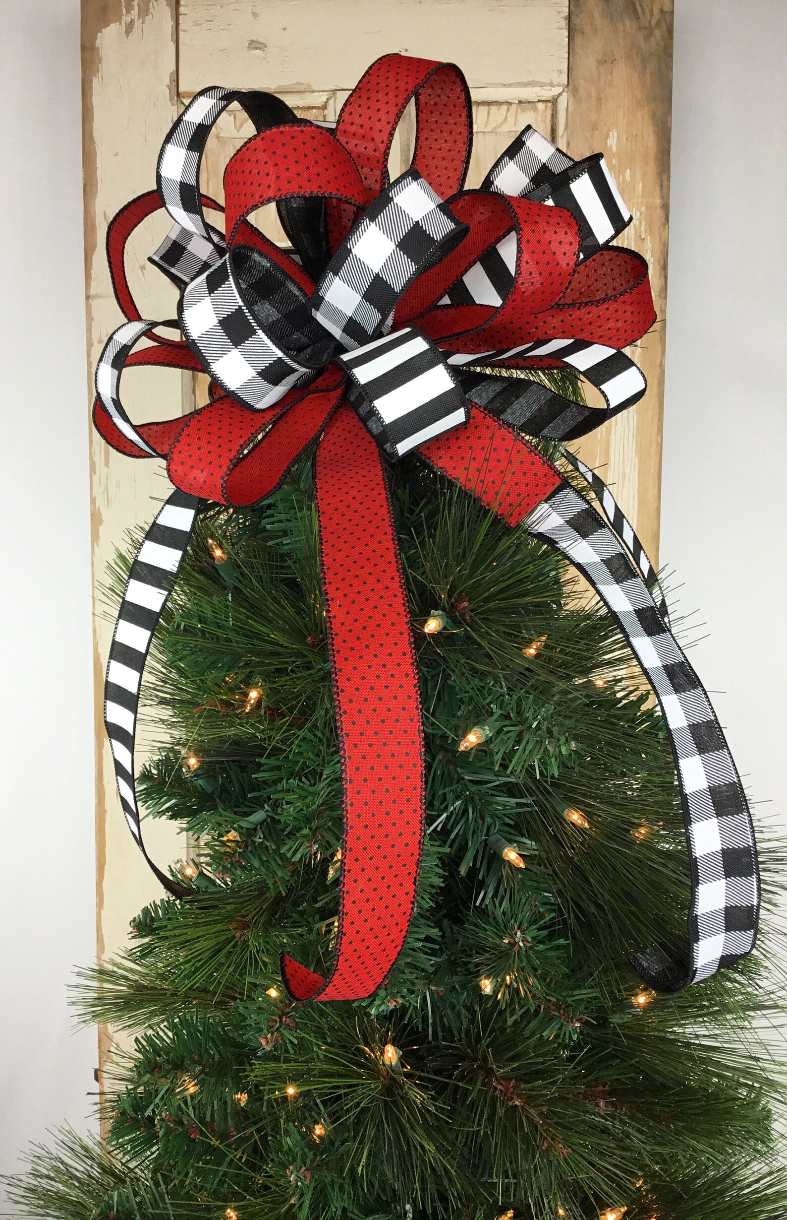 Farmhouse Tree Topperred and Black Tree Topperbuffalo Plaid | Etsy