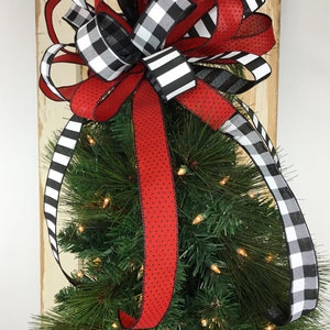 Farmhouse Tree Topper~red and Black Tree Topper~buffalo Plaid Tree ...