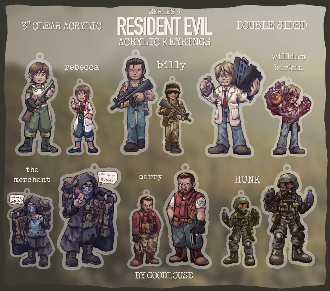 PREORDER Resident Evil Character 3 Keyrings Rebecca, Billy, William ...