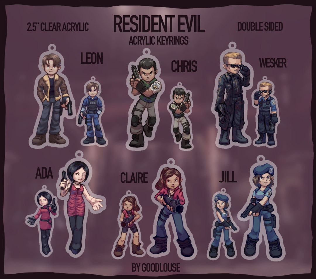 LIMITED STOCK 2.5" Resident Evil Character Keyrings || Leon, Chris ...