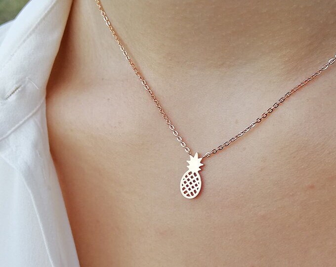 Ninon Pineapple Necklace Gold, Pink or Silver Plated Summer Fruit ...