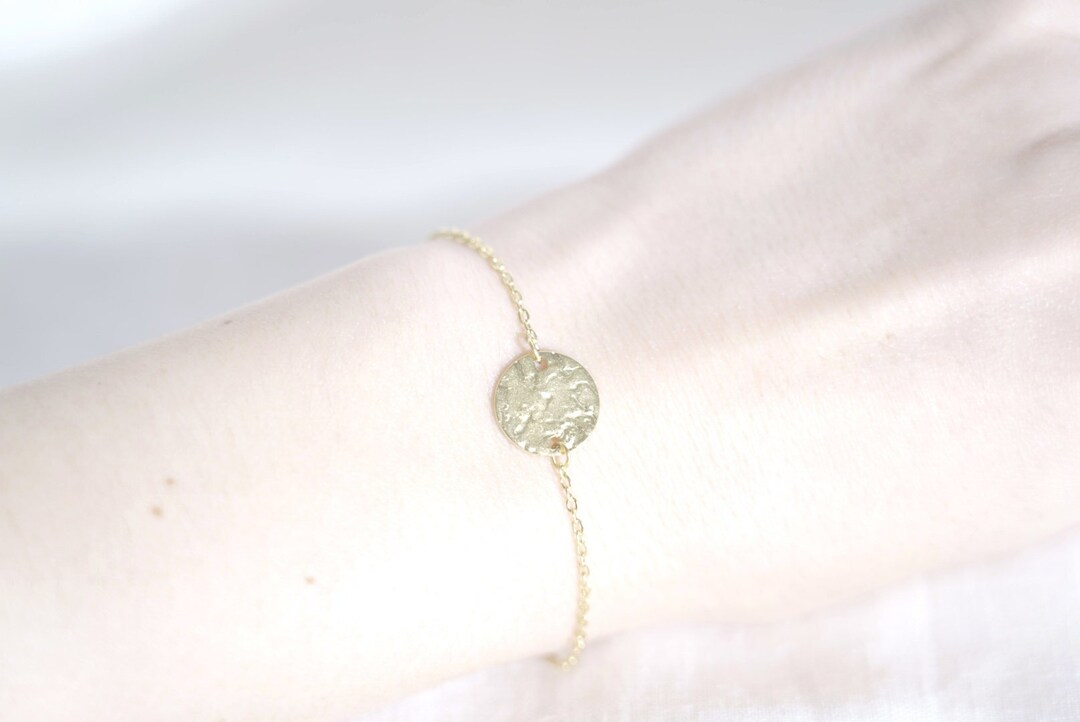 Lina Gold-plated Hammered Circle Bracelet Textured Gold Round - Etsy