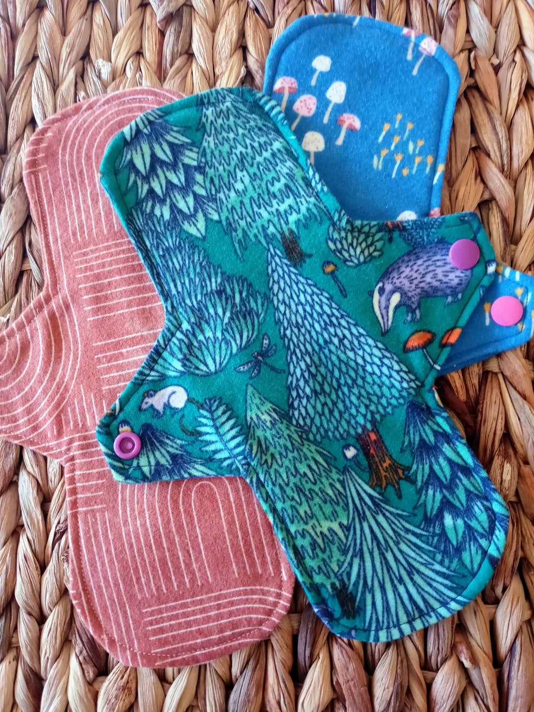 9" LINERS Set of 3. Nine Inch Reusable Menstrual Liners With Wings ...