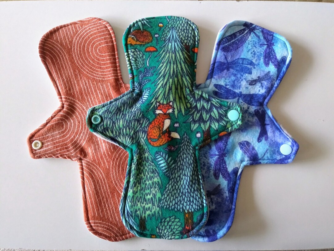 10 LINERS Set of 3, Ten Inch Reusable Menstrual Liners With Wings ...