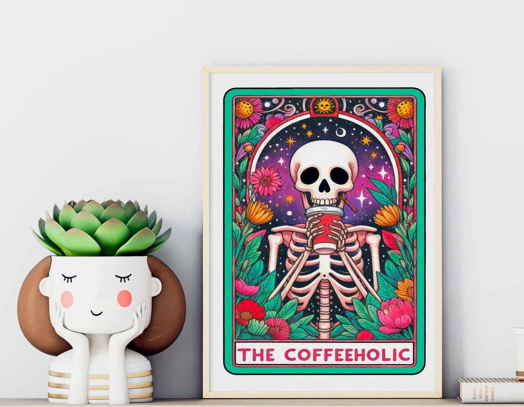 Coffeeholic Cute Tarot Card Inspired PNG Digital Download Birthday Gift ...