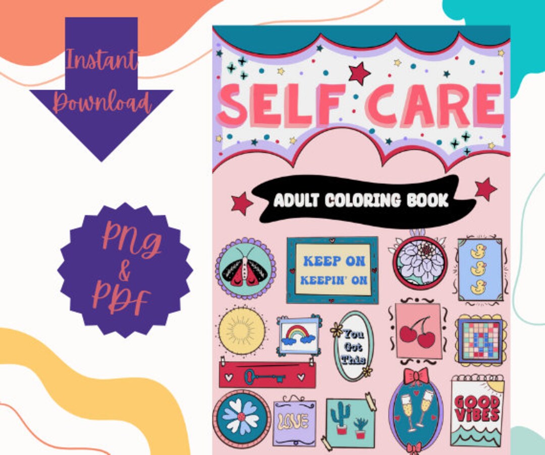Self Care Printable Coloring Book for Adults, Coloring Pages, Gifts for ...