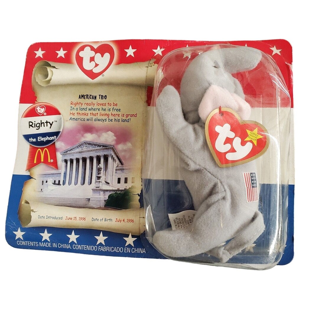 TY Beanie Babies RIGHTY the Elephant Mcdonalds Toy Circa 2000 in ...