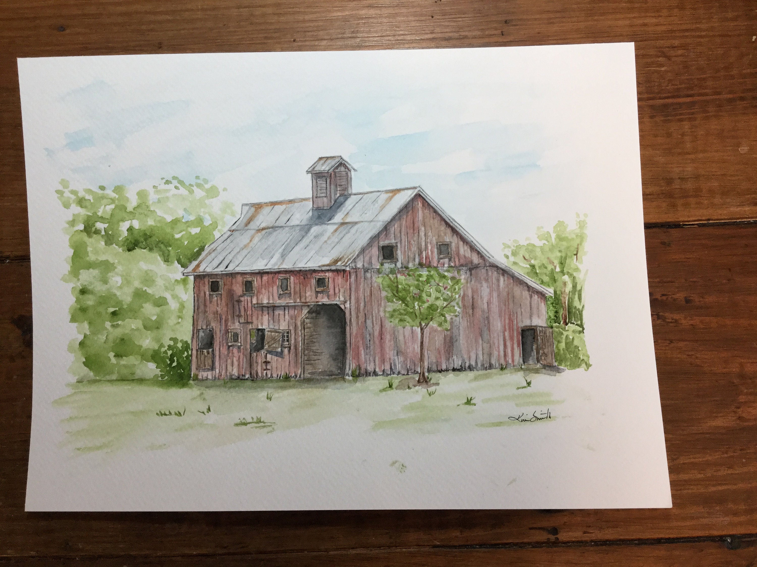 Rustic Barn Watercolor - Etsy