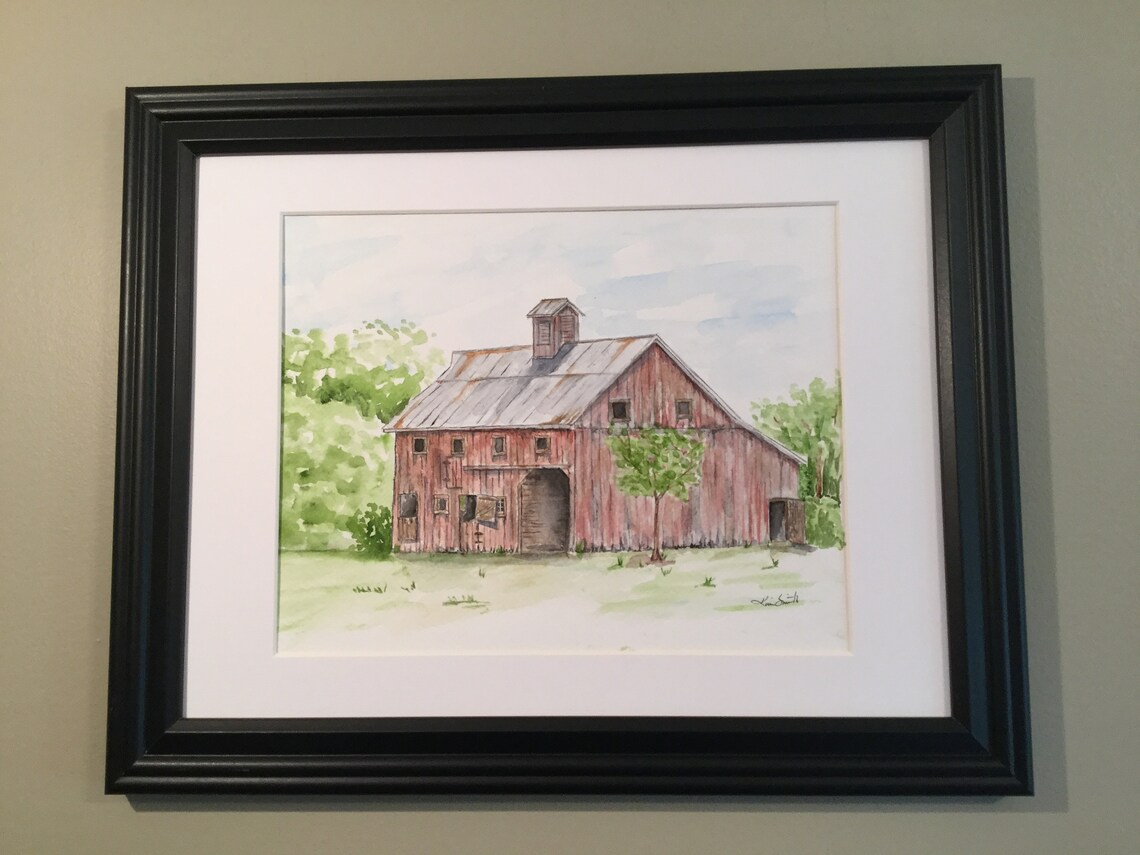 Rustic Barn Watercolor - Etsy