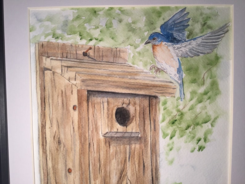 Watercolor Bluebird Landing - Etsy