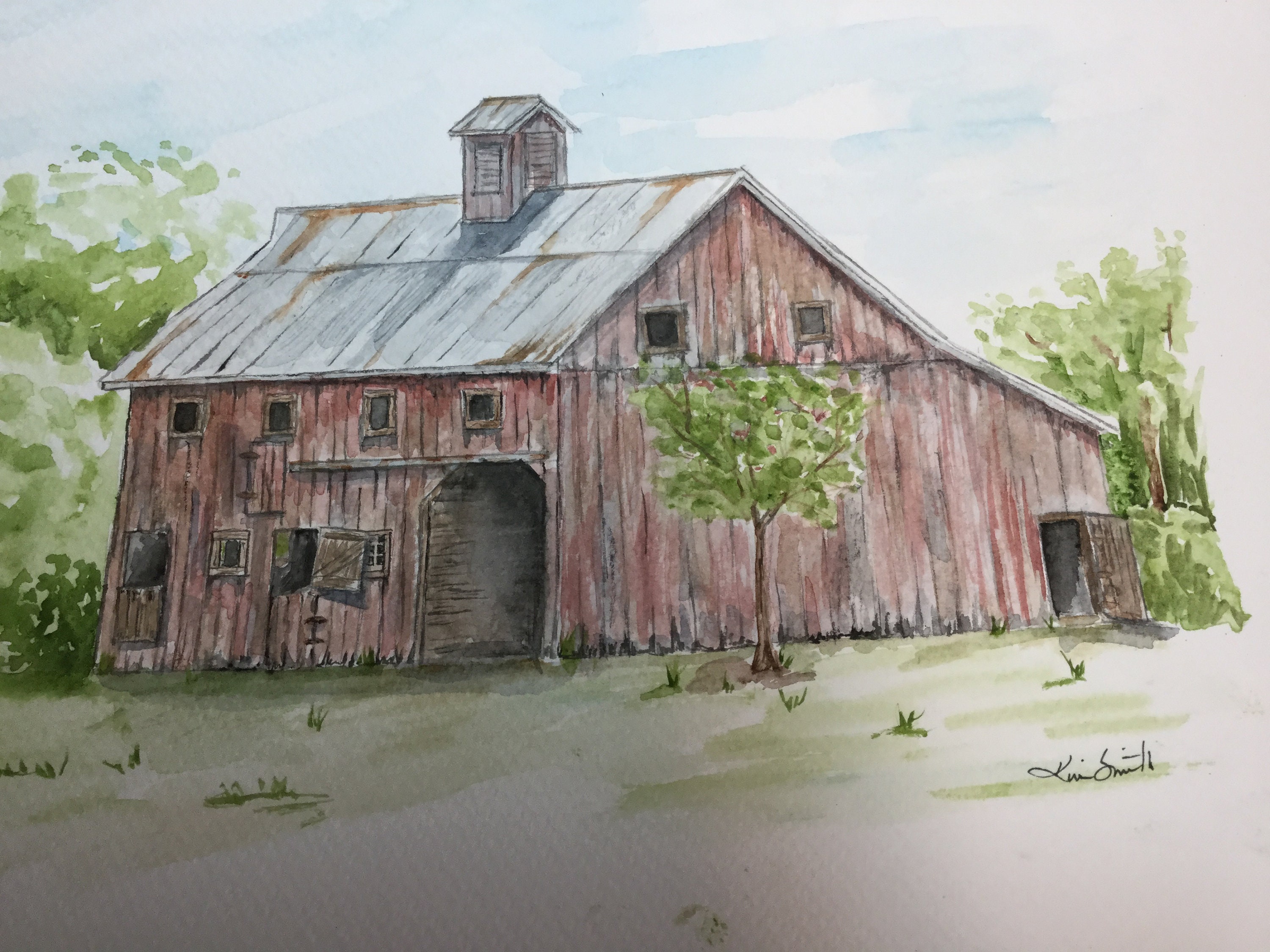 Rustic Barn Watercolor - Etsy