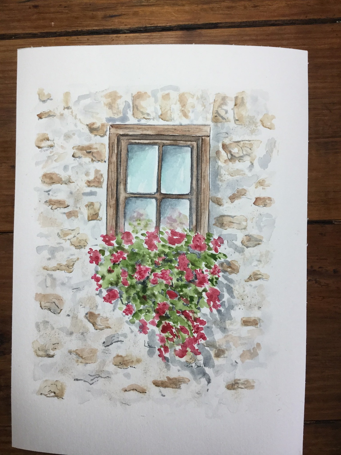 Watercolor Geranium Windowbox - Etsy