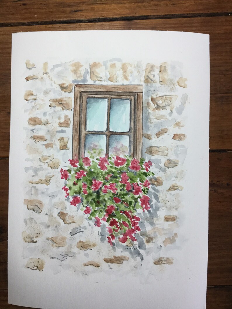 Watercolor Geranium Windowbox - Etsy