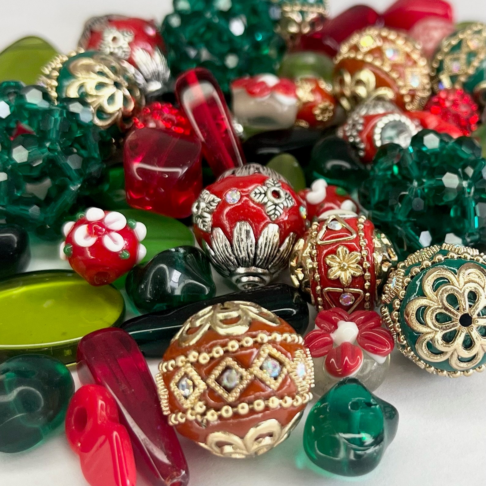 NEW 30 Piece "ruby Rose Garden" Bead Mix by Lilah Ann Beads - Boho ...