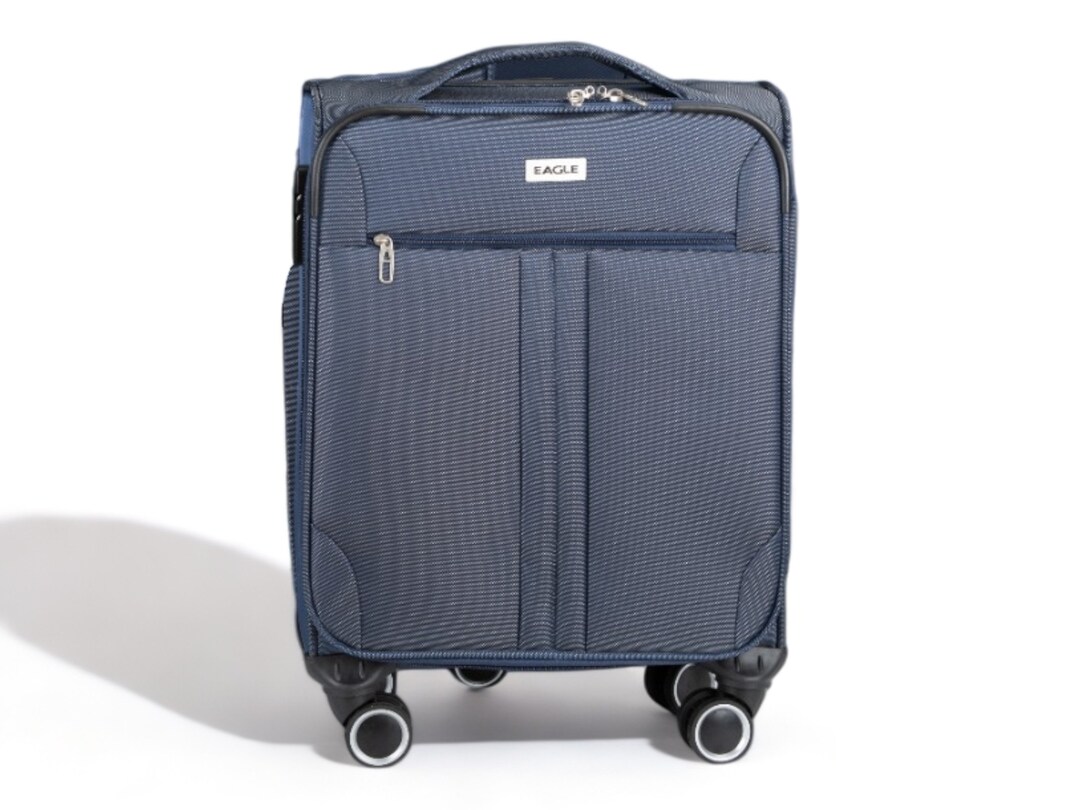 EAGLE Small Cabin Hand Luggage Soft Suitcase 4 Wheeled Travel Case Bag ...