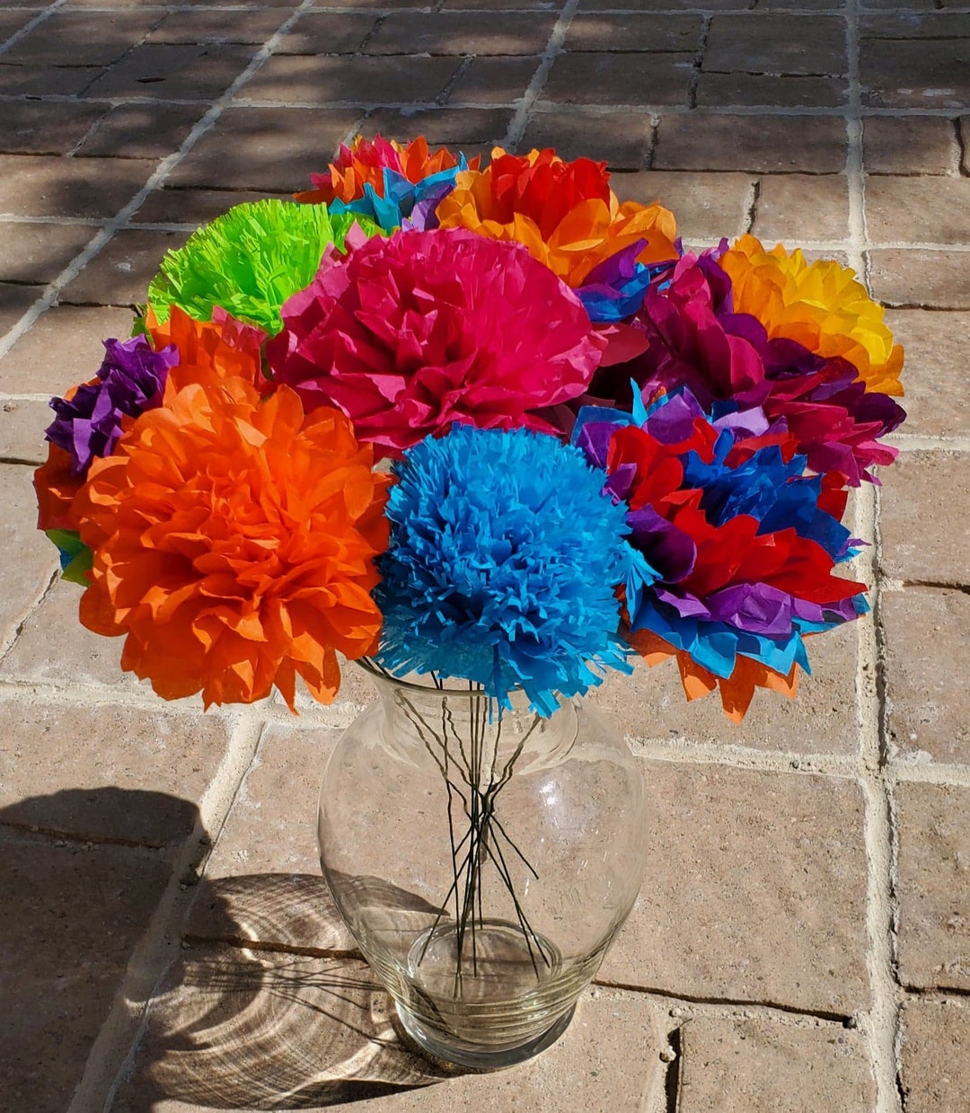 15 Stemmed Fiesta Flowers – Mexican Tissue Paper Flowers, Paper Flower ...