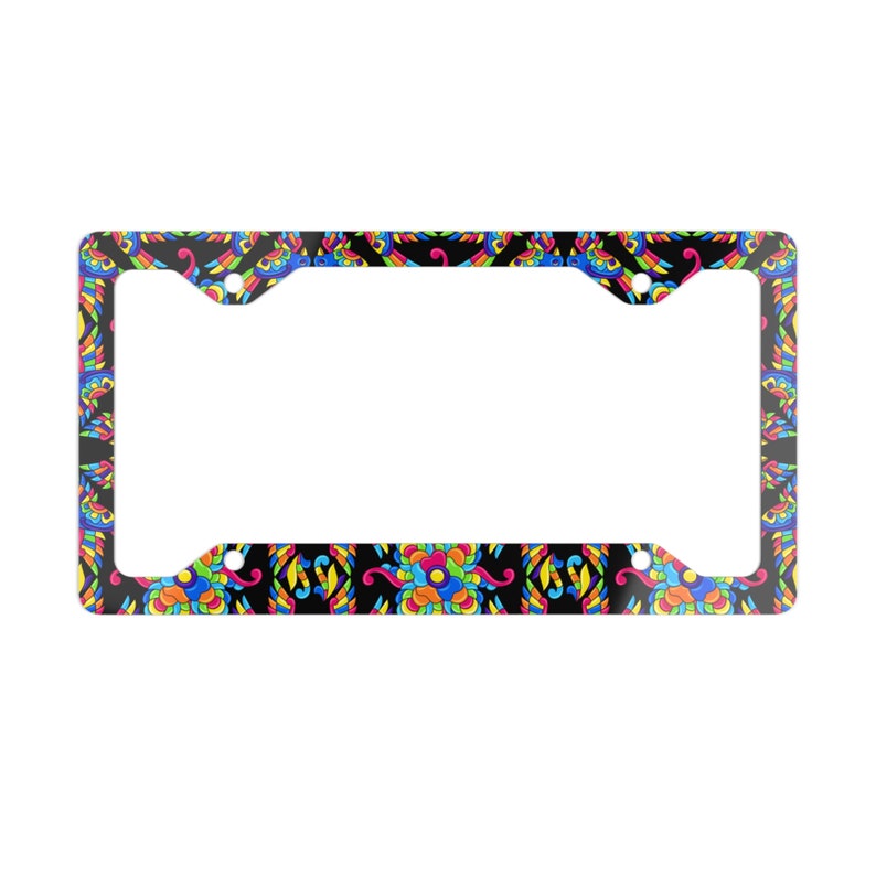 Fun Mexican Print Lisence Plate Frame, Black Mexican Print Metal ...