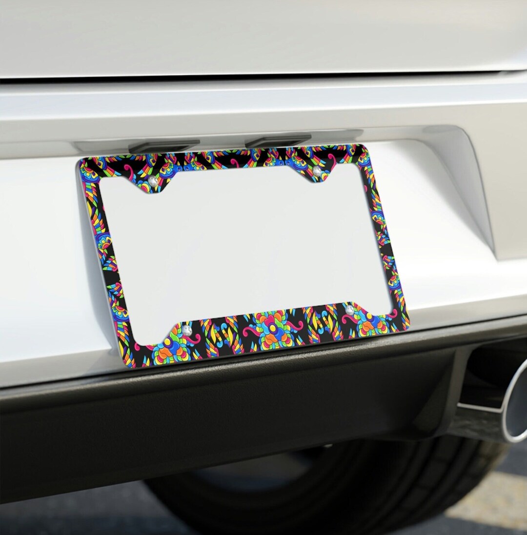 Fun Mexican Print Lisence Plate Frame, Black Mexican Print Metal ...
