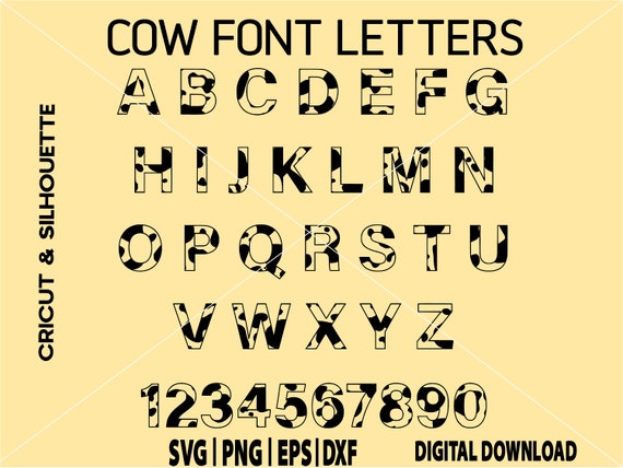 Cow font svg Font animal svg Cow alphabet svg Farmhouse font svg Cow ...