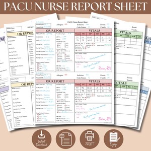 PACU Charge Nurse Printable Sheet Report - Instant Download for ...