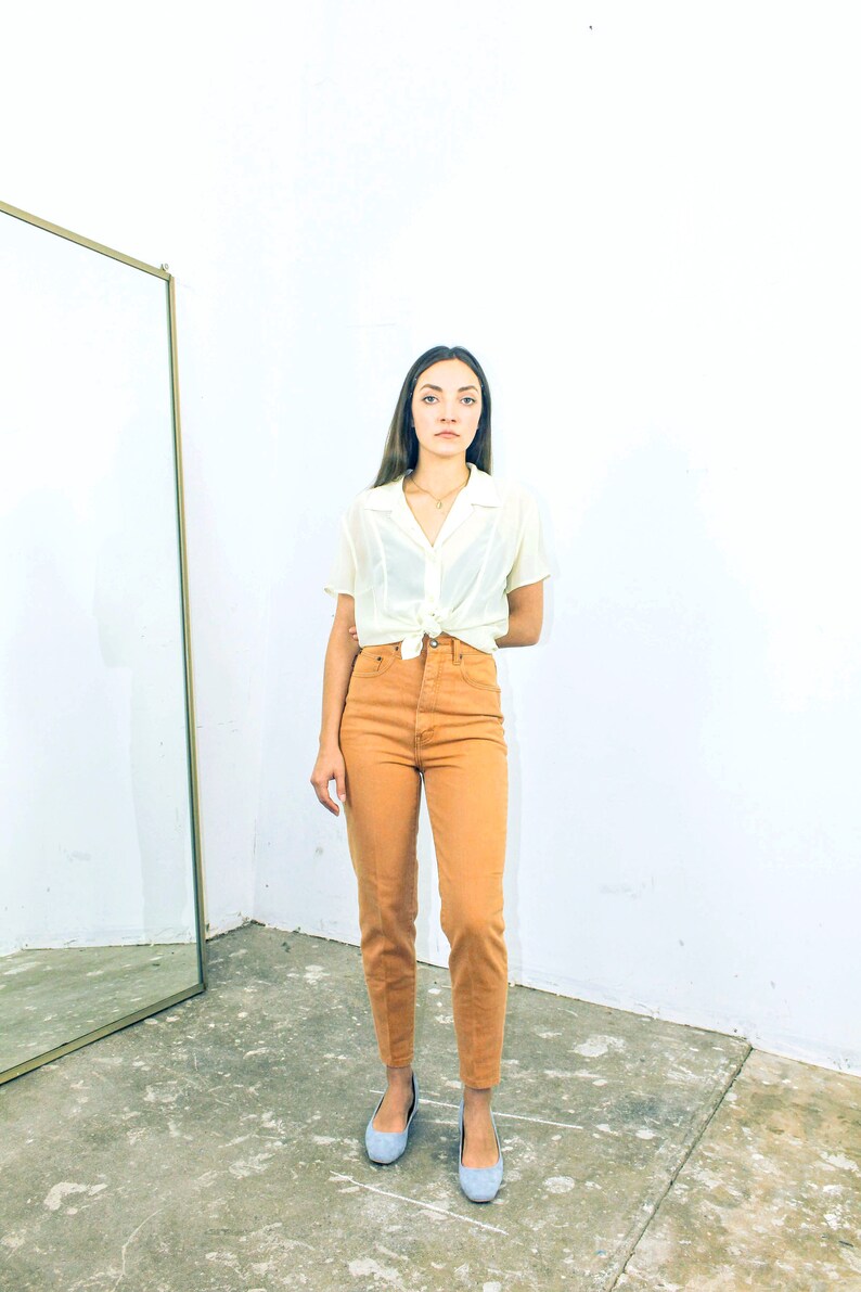 Vintage High Waisted Burnt Orange Jeans Orange Jeans | Etsy
