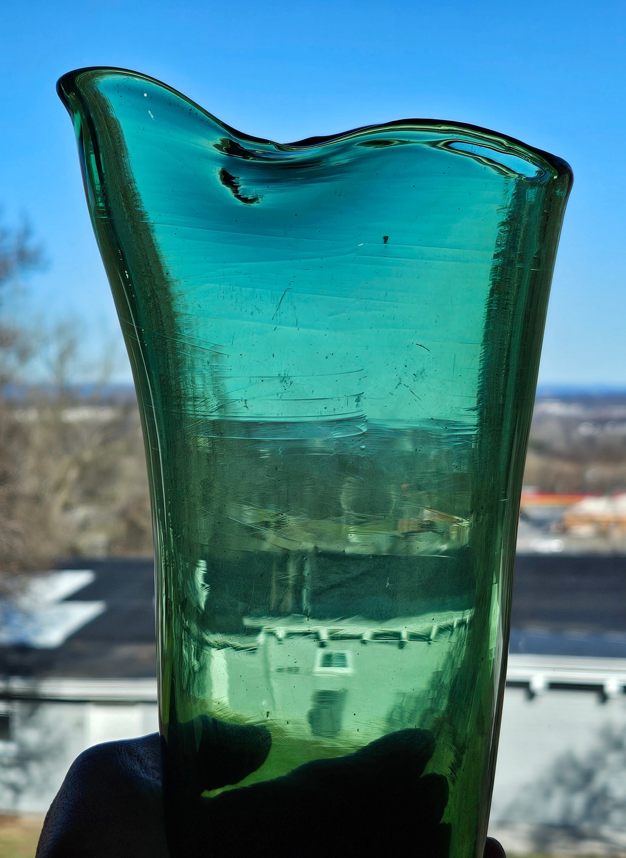 Vintage Green Italian Blown Glass Pitcher With a Pinched Top - Etsy