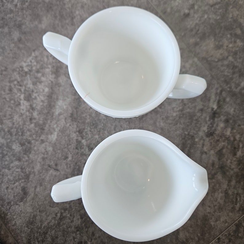 Vintage Westmoreland English Hobnail White Milk Glass Sugar and Creamer ...