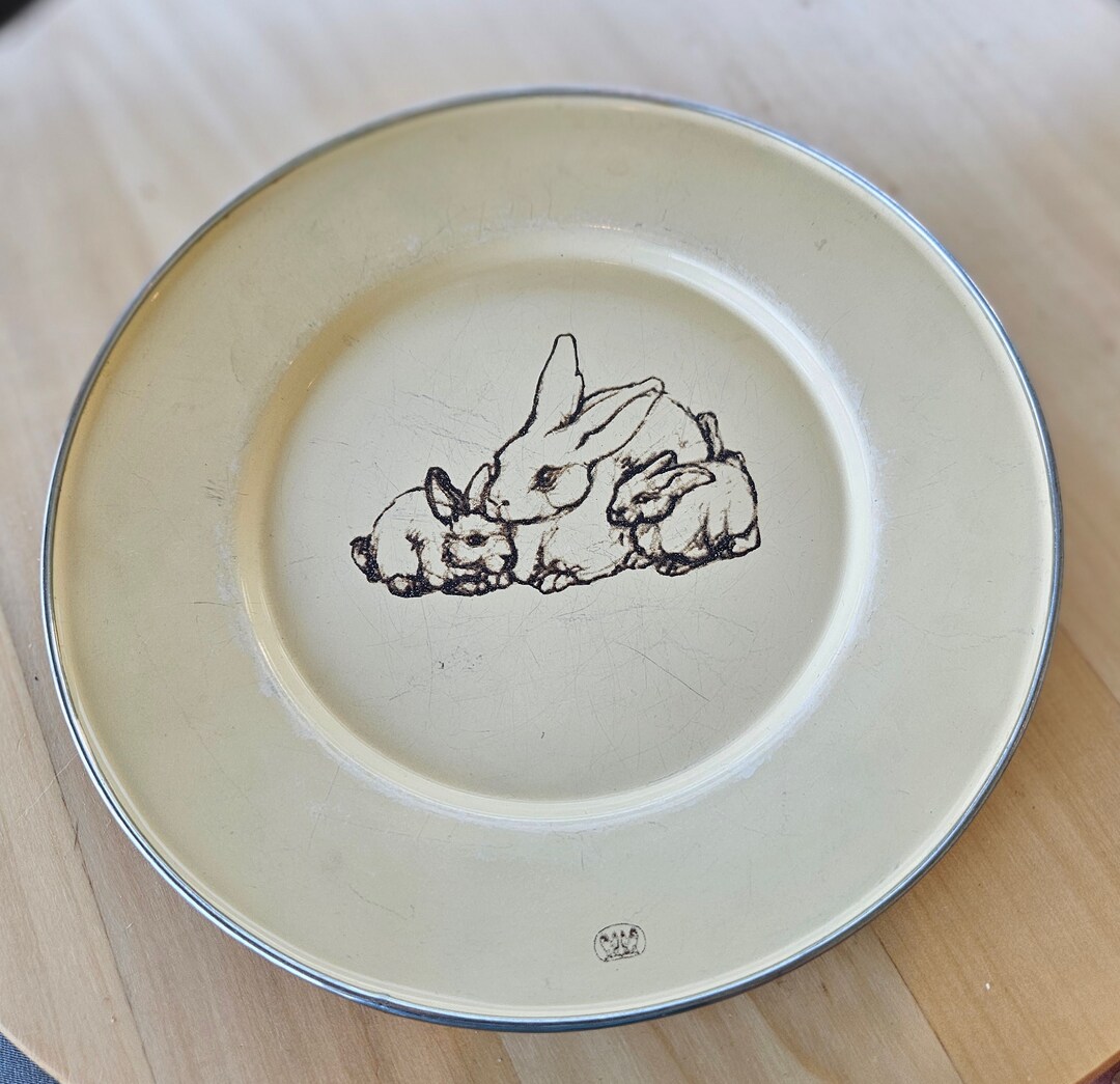 Golden Rabbit Ceramicware Bunny Plate, Yellow - Etsy