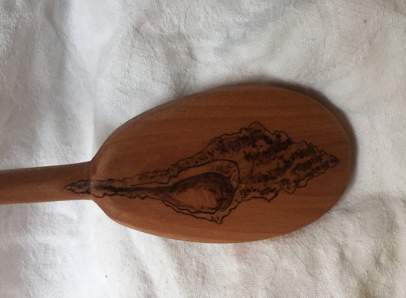 Wooden Spoons With a Sea Shell Pattern, Wood Burned, Bridal Shower Gift ...