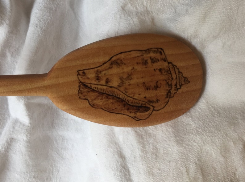 Wooden Spoons With a Sea Shell Pattern, Wood Burned, Bridal Shower Gift ...