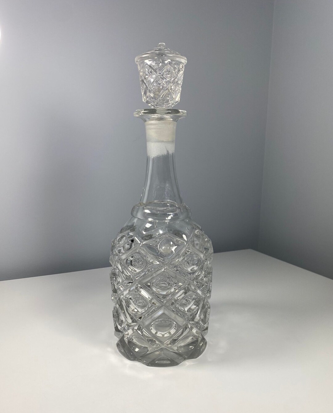 EAPG Flint Pattern Glass Diamond Thumbprint Decanter, C1860, Original ...