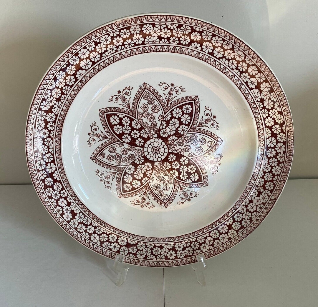 19th C Brown Staffordshire Transferware Plate, "primrose" by Copeland ...