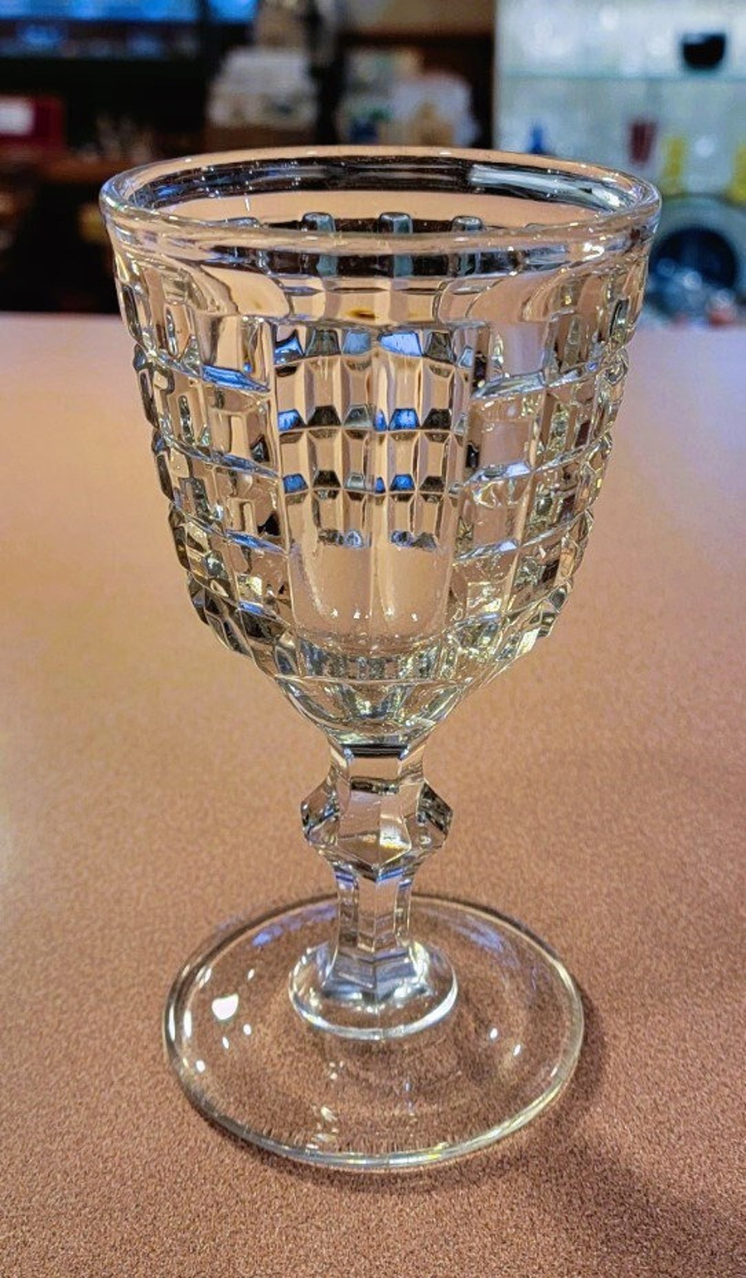 EAPG Flint Glass Goblet, Waffle by the Boston & Sandwich Glass Co C1840 ...