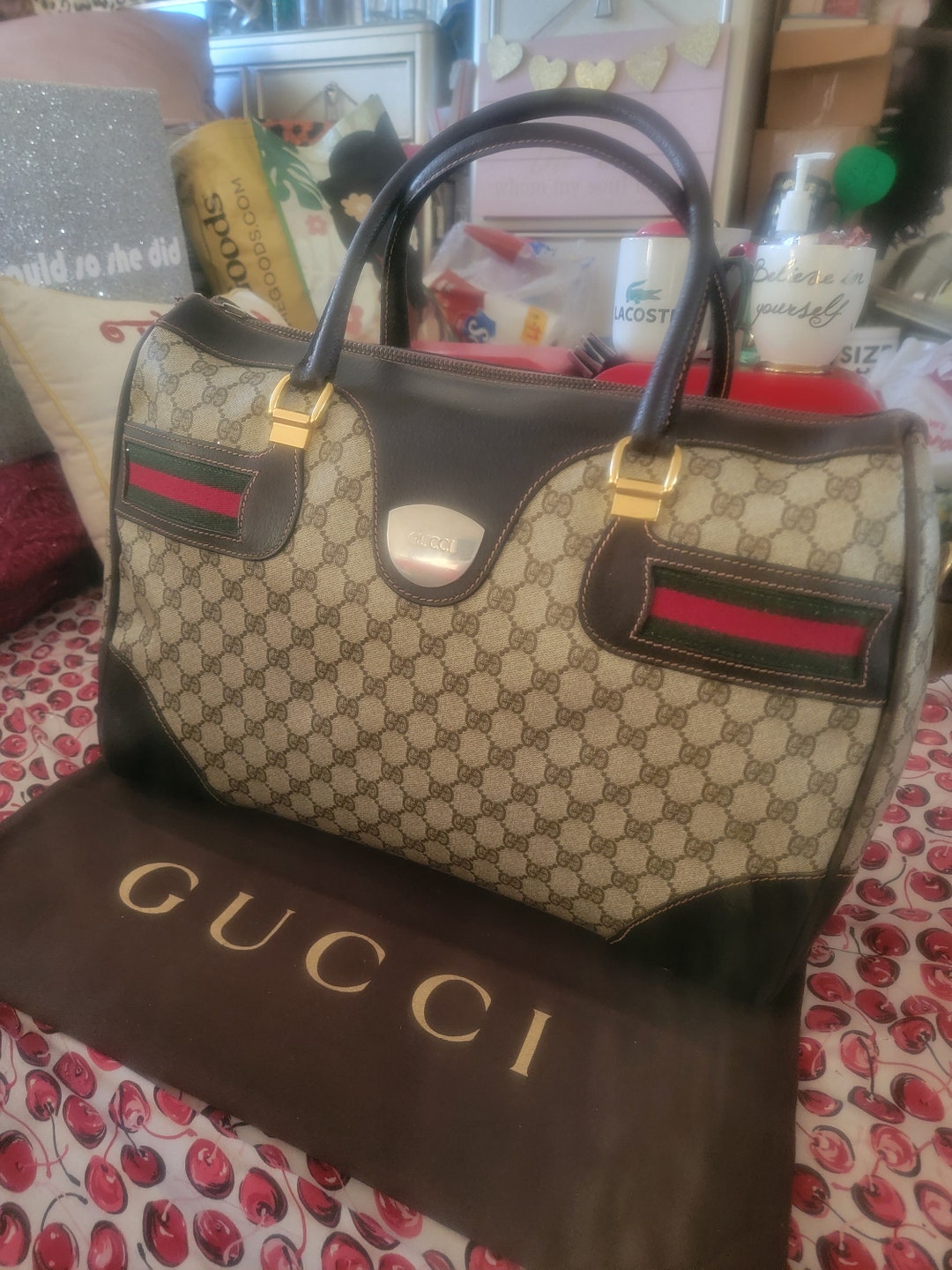 Authentic Monogrammed Gucci/gg Logo Vintage Oversized Purse/carry on ...