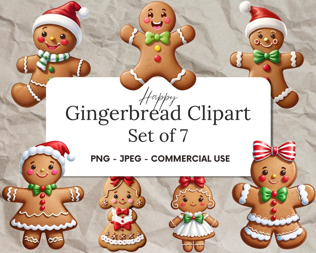 Gingerbread Clipart, Holiday Baking Graphics, Festive Christmas Cookies ...
