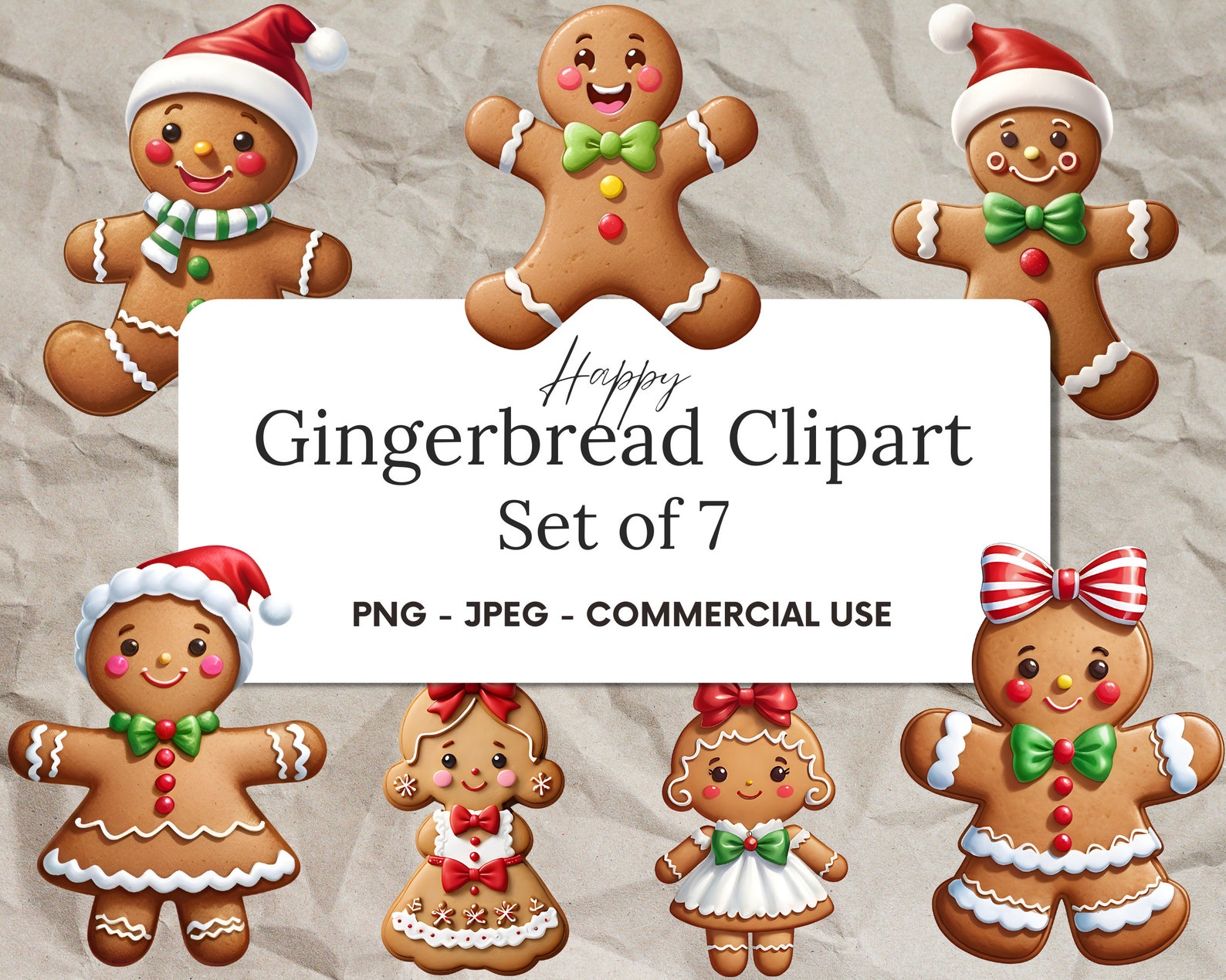 Gingerbread Clipart, Holiday Baking Graphics, Festive Christmas Cookies ...