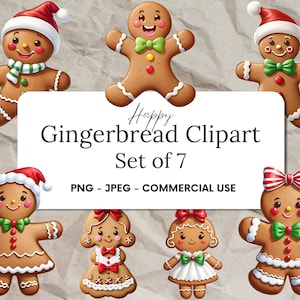 Gingerbread Clipart, Holiday Baking Graphics, Festive Christmas Cookies ...