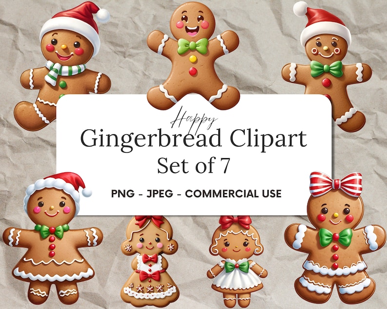 Gingerbread Clipart, Holiday Baking Graphics, Festive Christmas Cookies ...