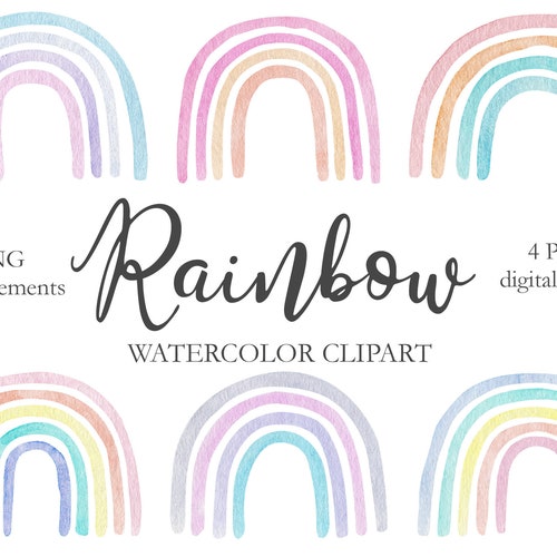 Watercolor Rainbow Clipart Nursery Wall Art Baby Shower - Etsy Canada