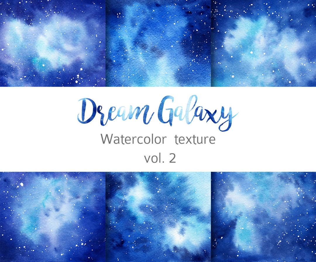 Watercolor Navy Blue Galaxy Digital Paper, Starry Sky Watercolor ...