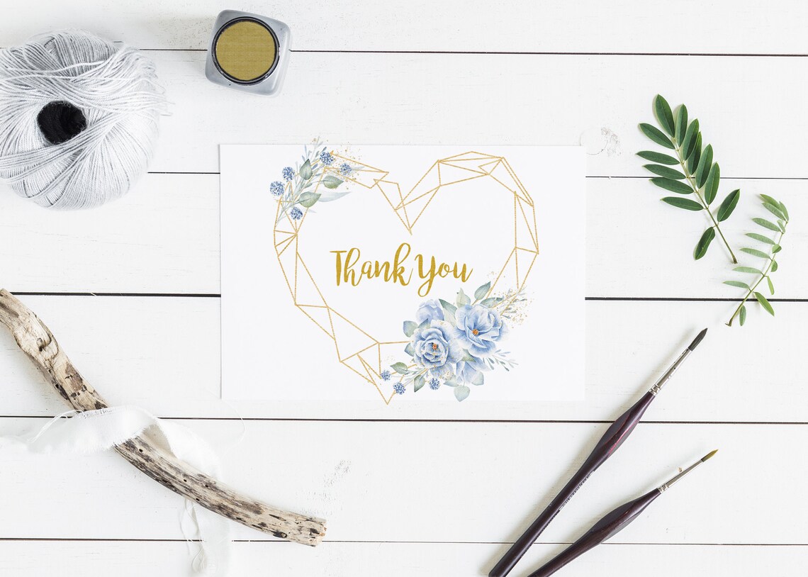 Watercolor Floral Heart Wreath Clipart, Blue Flower & Greenery Gold ...