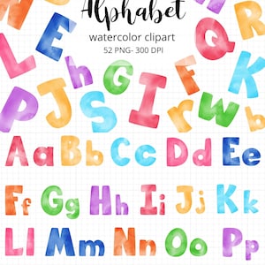 Watercolor Aphabet Clipart, Watercolor Letters, Hand Drawn Aphabet ...