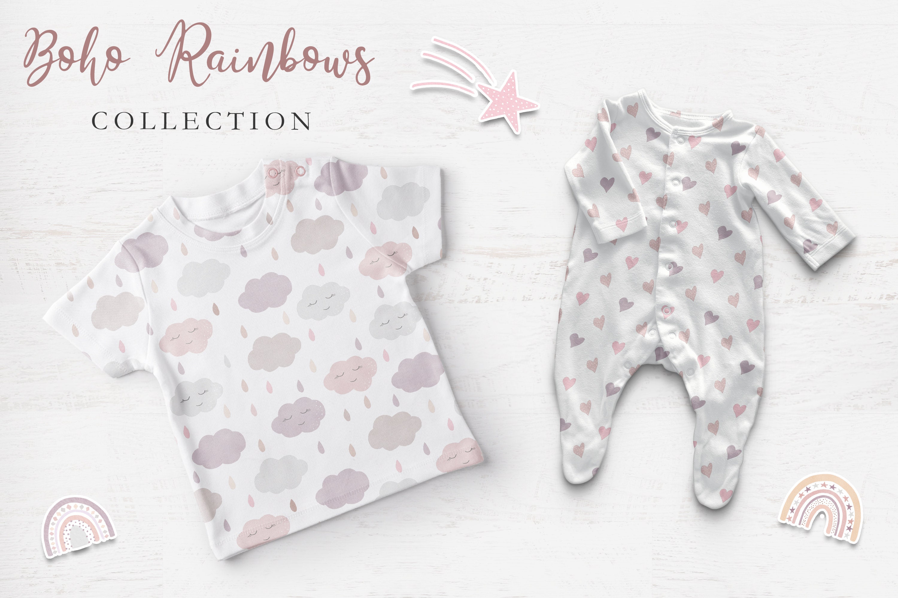 Boho Rainbow Watercolor Digital Paper Nursery Wall Art - Etsy