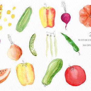 Watercolor Vegetables Clipart, Hand Painted Printable Kitchen Decor ...