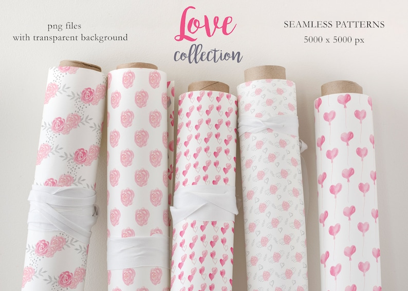 Watercolor Pink Love Digital Paper Scrapbook Floral Paper - Etsy