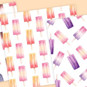 Popsicles Watercolor Digital Paper, Ice Cream Scrapbooking Printable ...