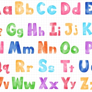 Watercolor Aphabet Clipart, Watercolor Letters, Hand Drawn Aphabet ...