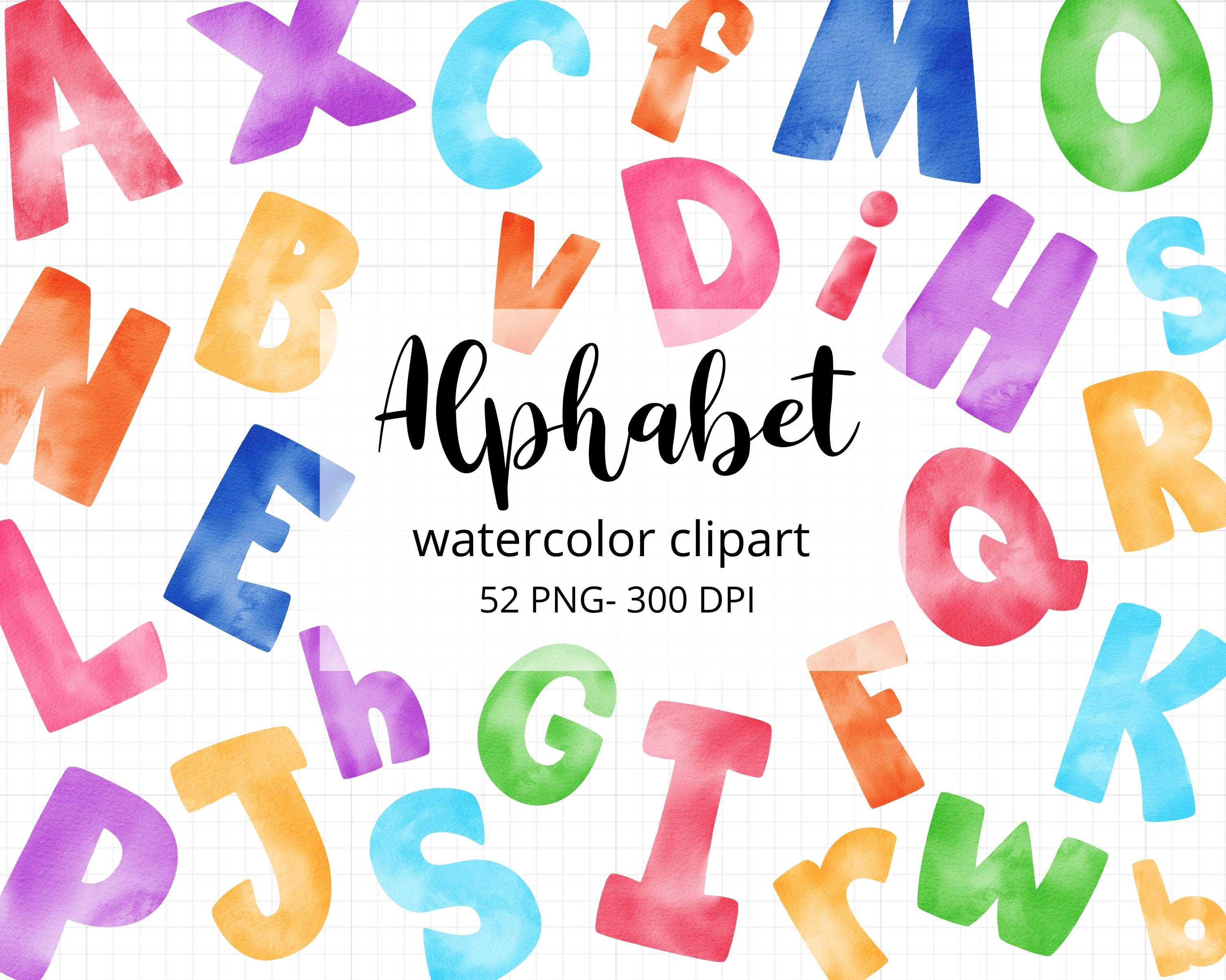 Watercolor Aphabet Clipart Watercolor Letters Hand Drawn - Etsy