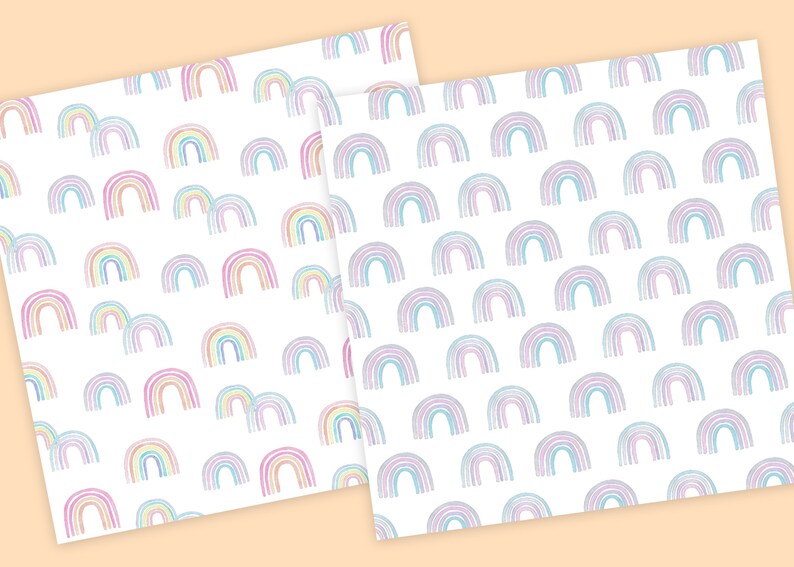 Rainbow Watercolor Clipart & Digital Paper Set. Hand Painted | Etsy