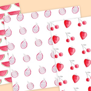 Fruit & Vegetables Watercolor Digital Papers, 15 Summer Seamless ...